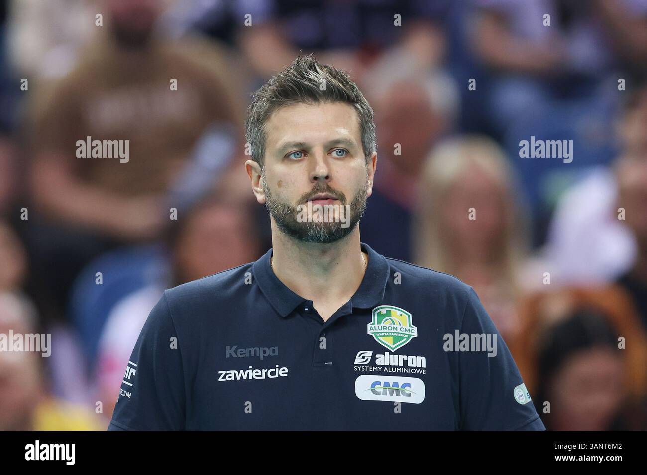 Krakow, Poland. 13th Apr, 2025. Coach Michal Winiarski of Aluron CMC ...