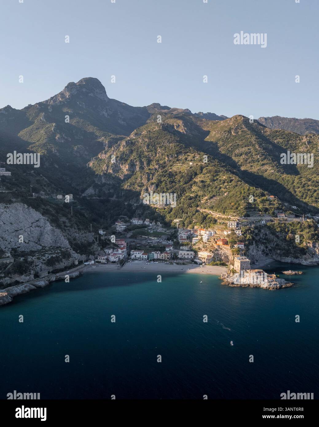 Aerial view of Erchie, a small town along the Amalfi Coast, Salerno ...
