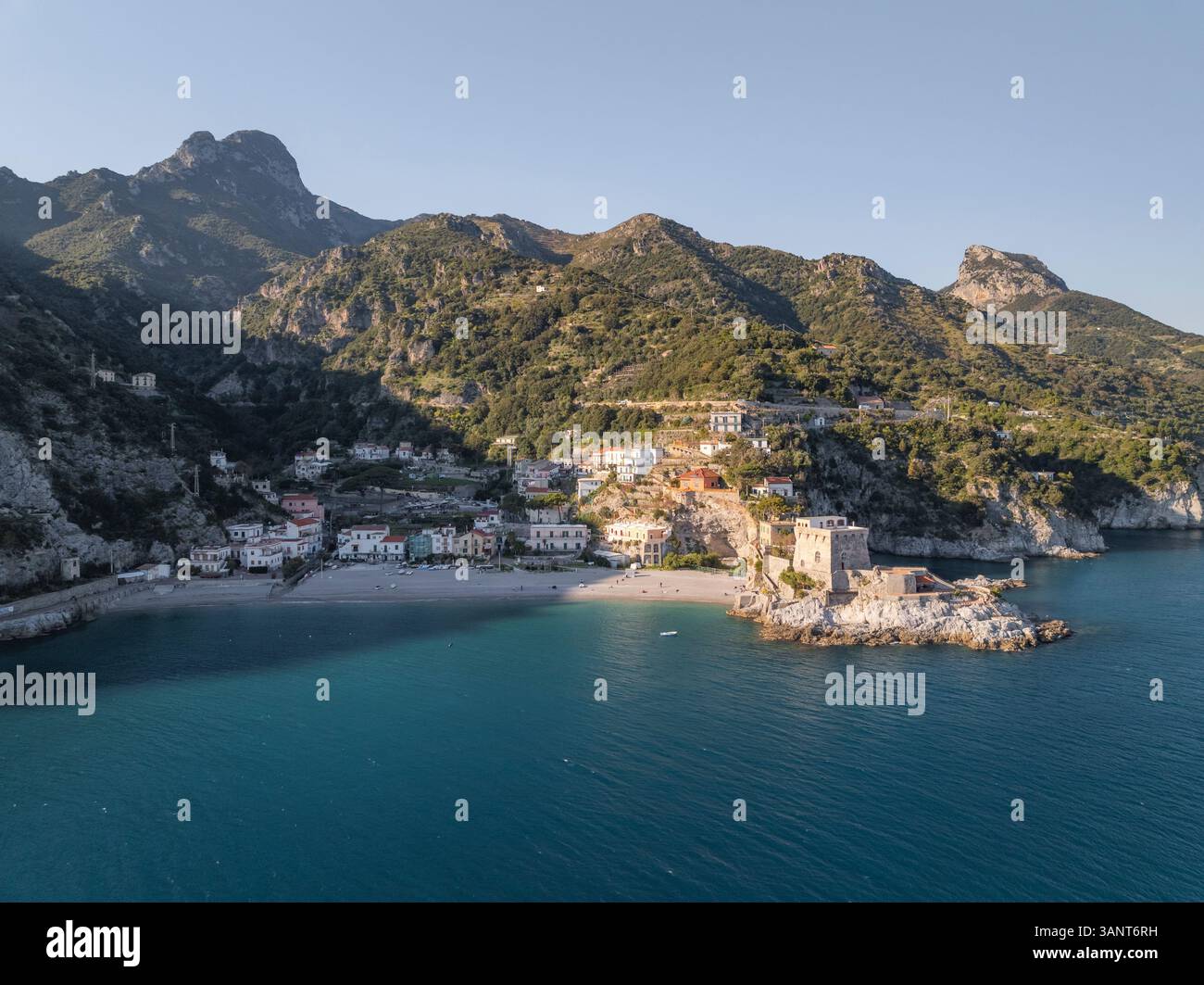 Aerial view of Erchie, a small town along the Amalfi Coast, Salerno ...