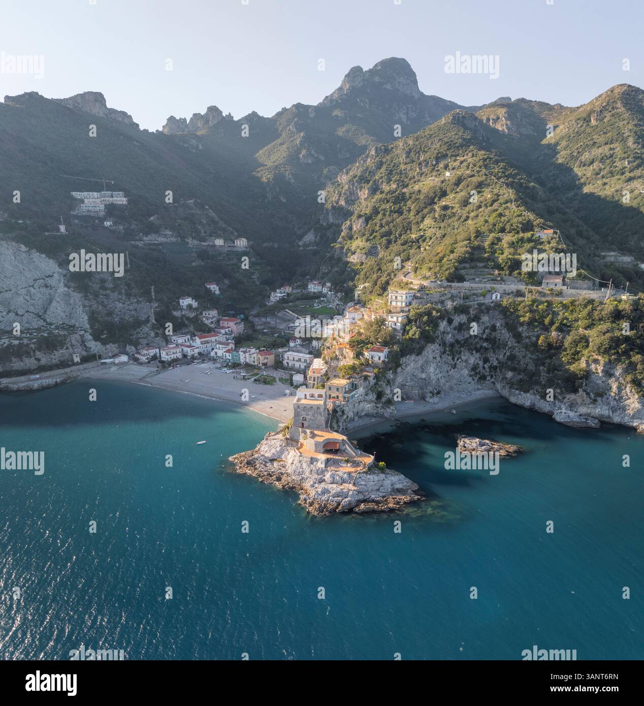 Aerial view of Erchie, a small town along the Amalfi Coast, Salerno ...
