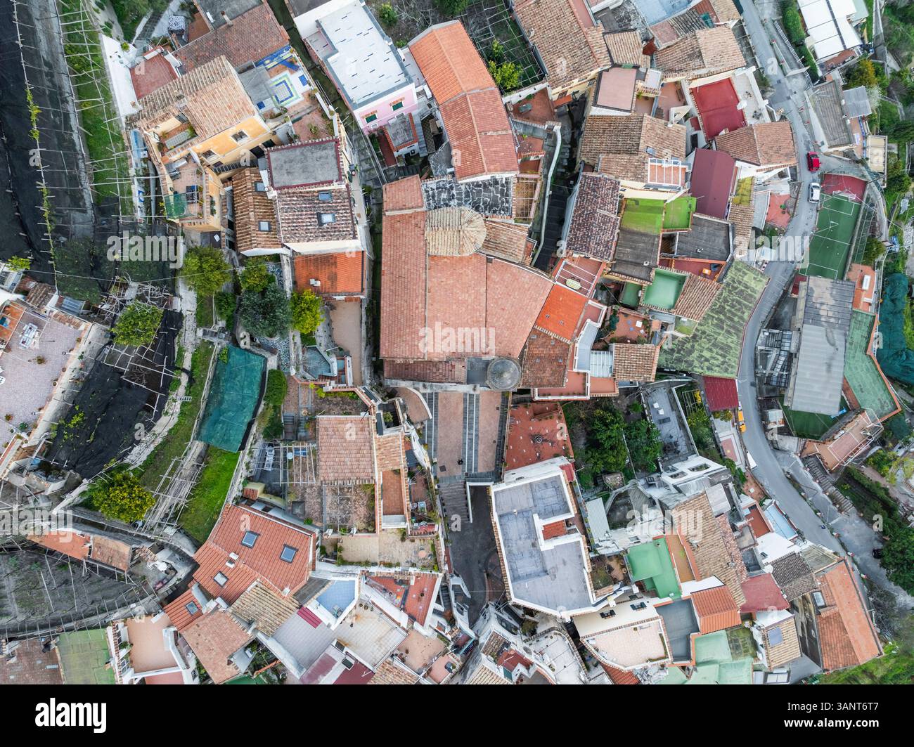 Aerial view of Albori, a small town along the Amalfi Coast, Salerno ...
