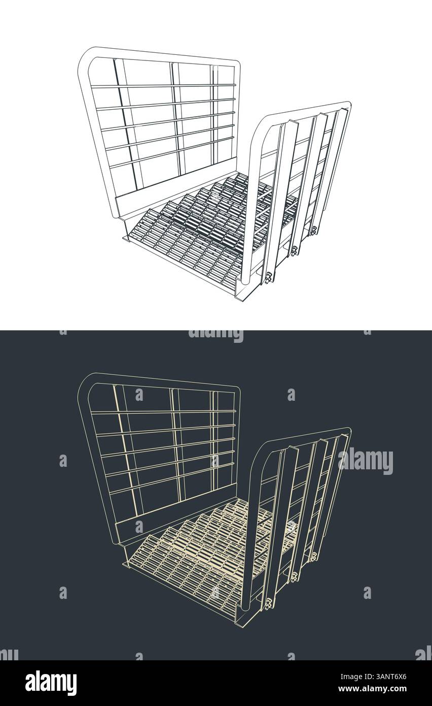 Metal industrial staircase stylized vector illustrations Stock Vector ...