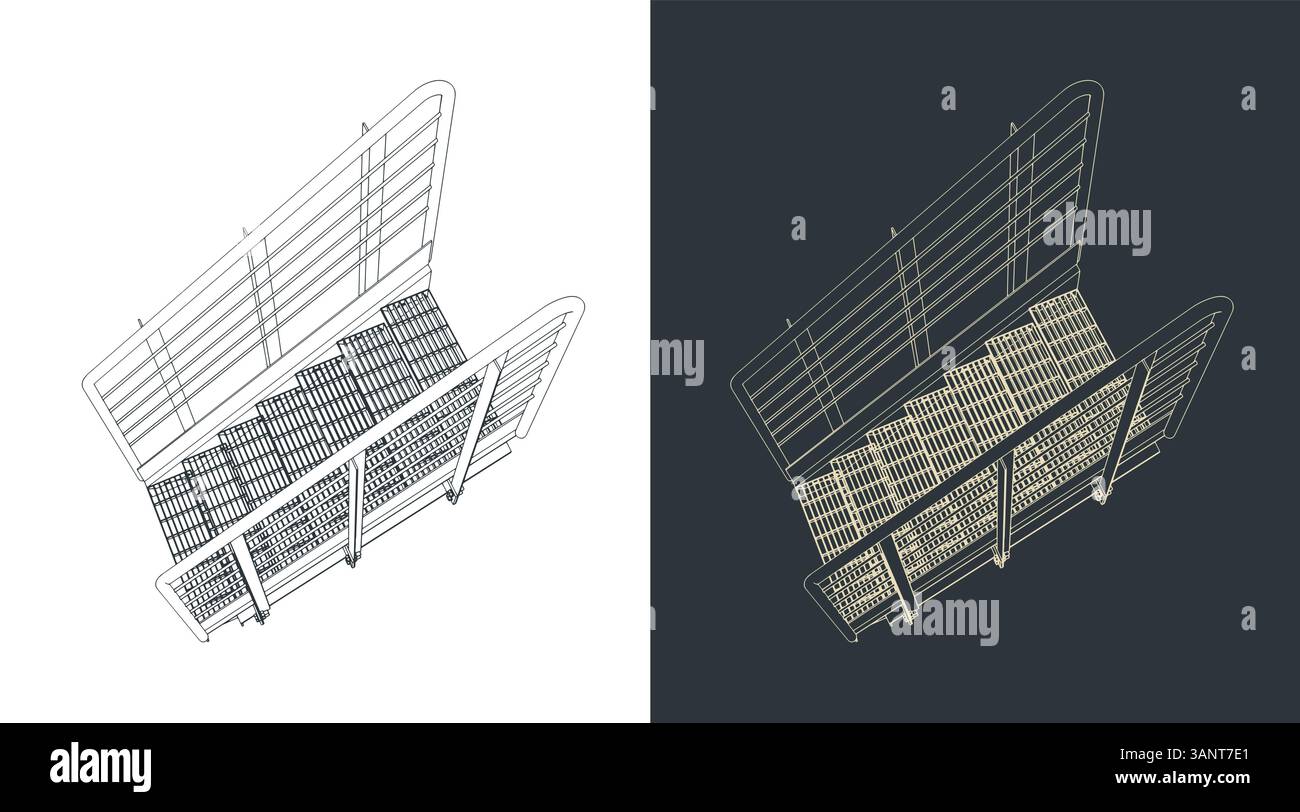 Metal industrial staircase stylized vector illustrations Stock Vector ...