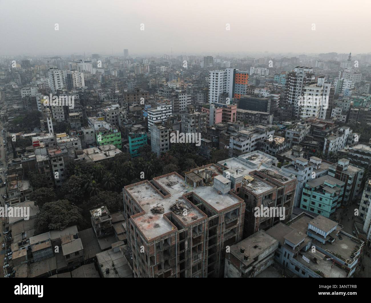 Aerial view of bustling urban landscape with high-rise buildings and dense skyline, Gendaria ...