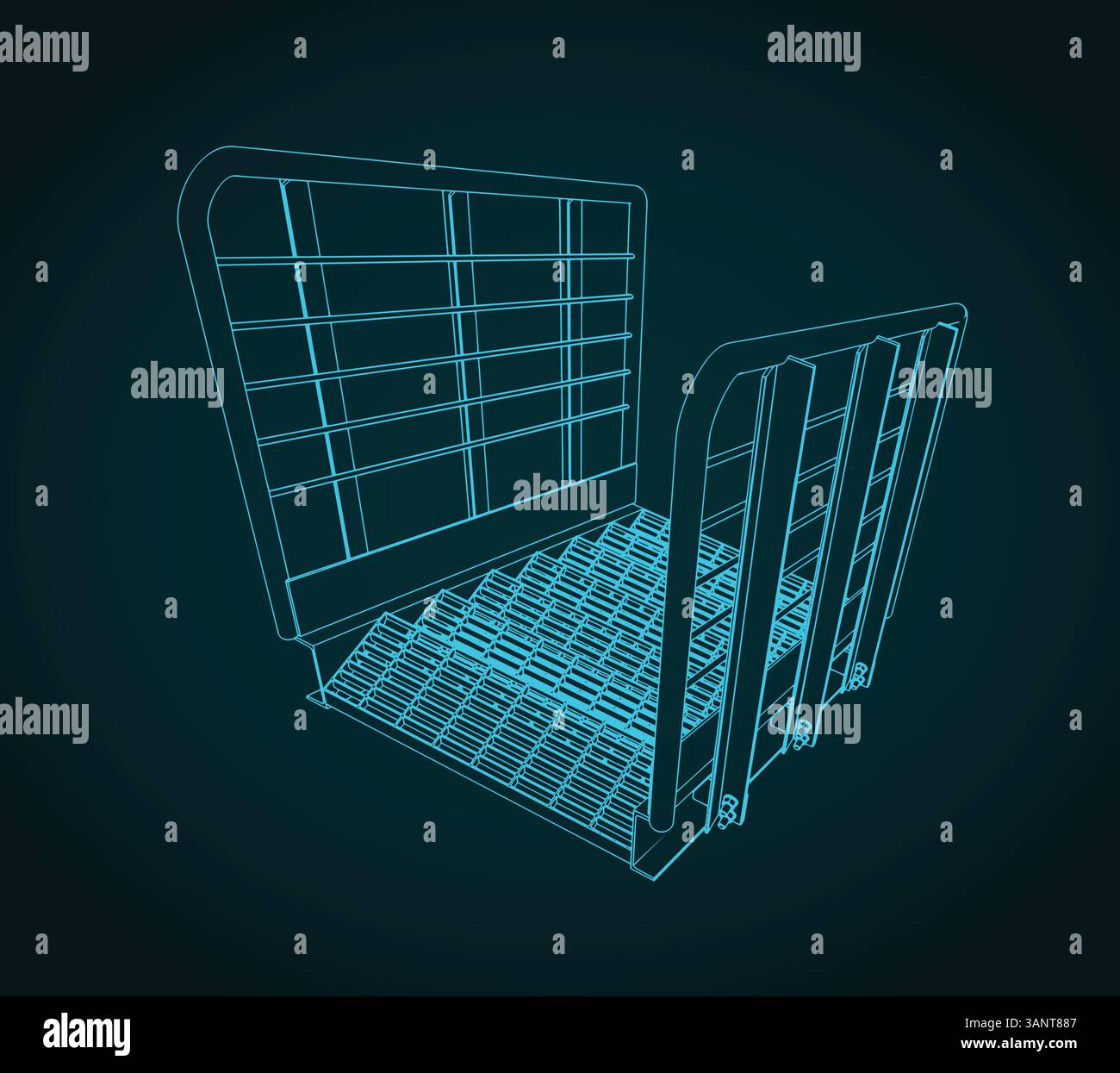 Metal industrial staircase blueprint stylized vector illustration Stock ...
