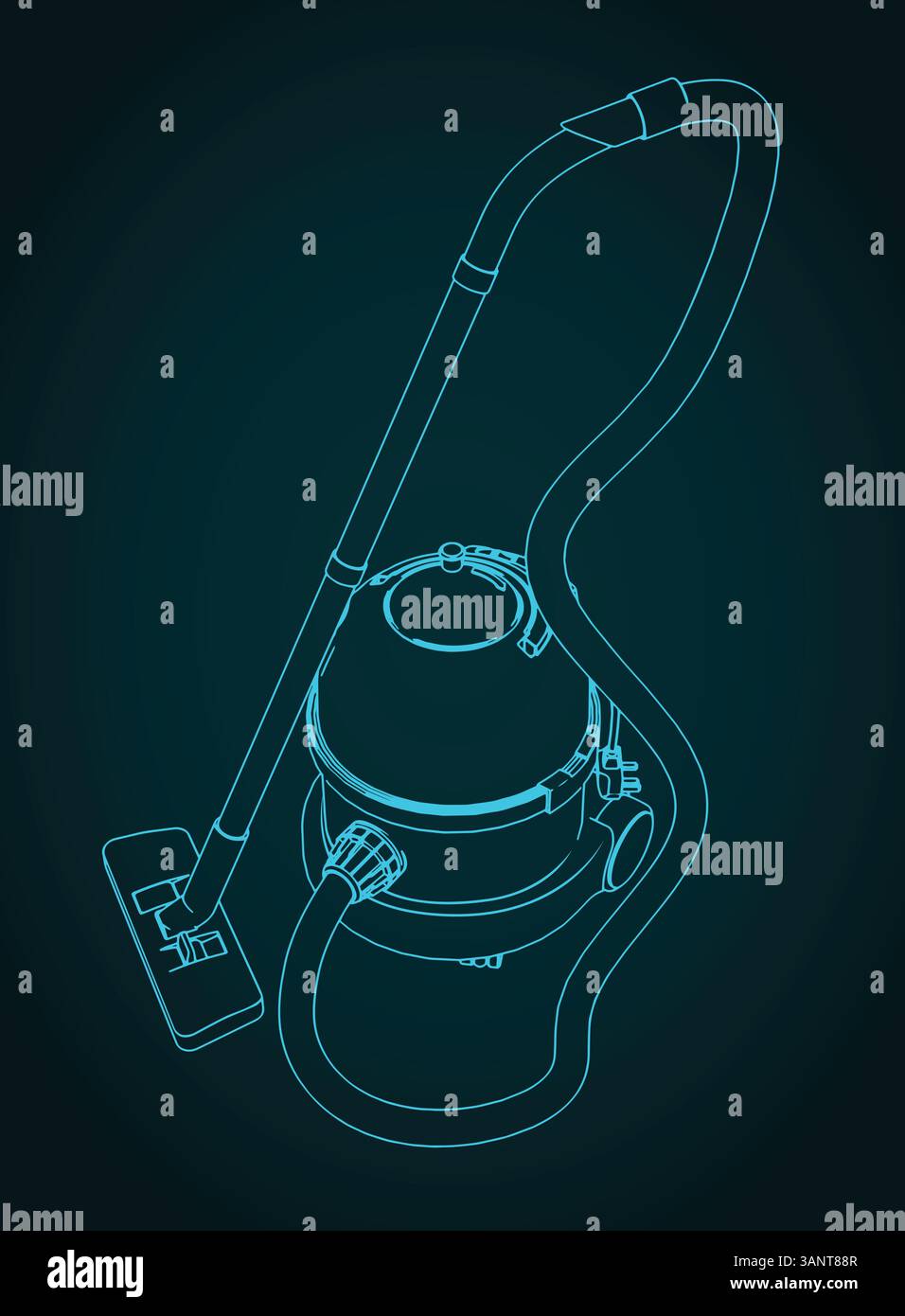 Professional vacuum cleaner blueprint stylized vector illustration ...