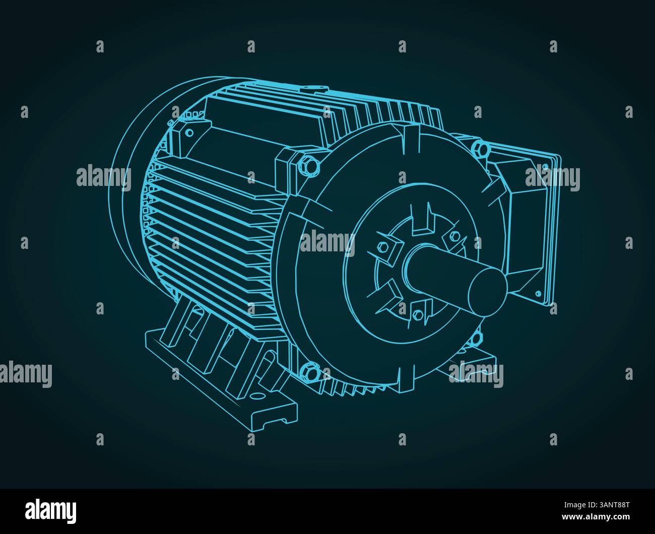 Electric motor blueprint stylized vector illustration Stock Vector ...