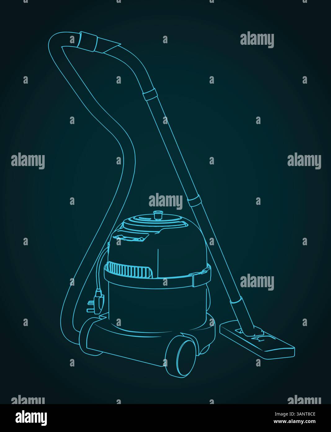 Professional vacuum cleaner blueprint stylized vector illustration ...