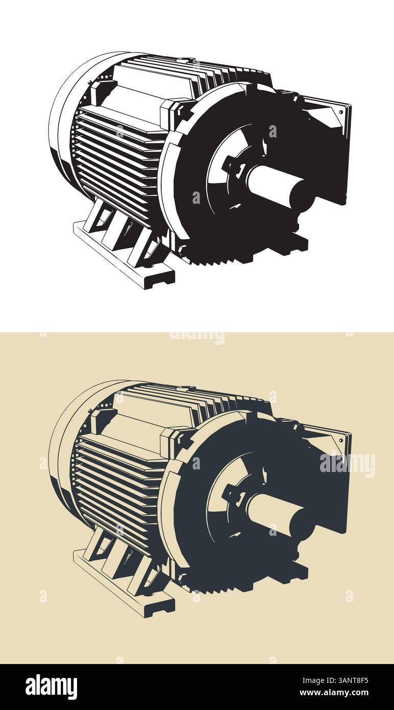 Electric motor stylized vector illustrations Stock Vector Image & Art ...