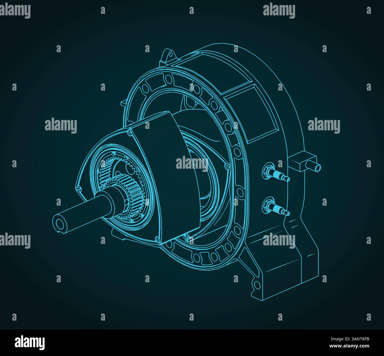 Isometric blueprint of the cylinder, rotor and eccentric shaft design ...