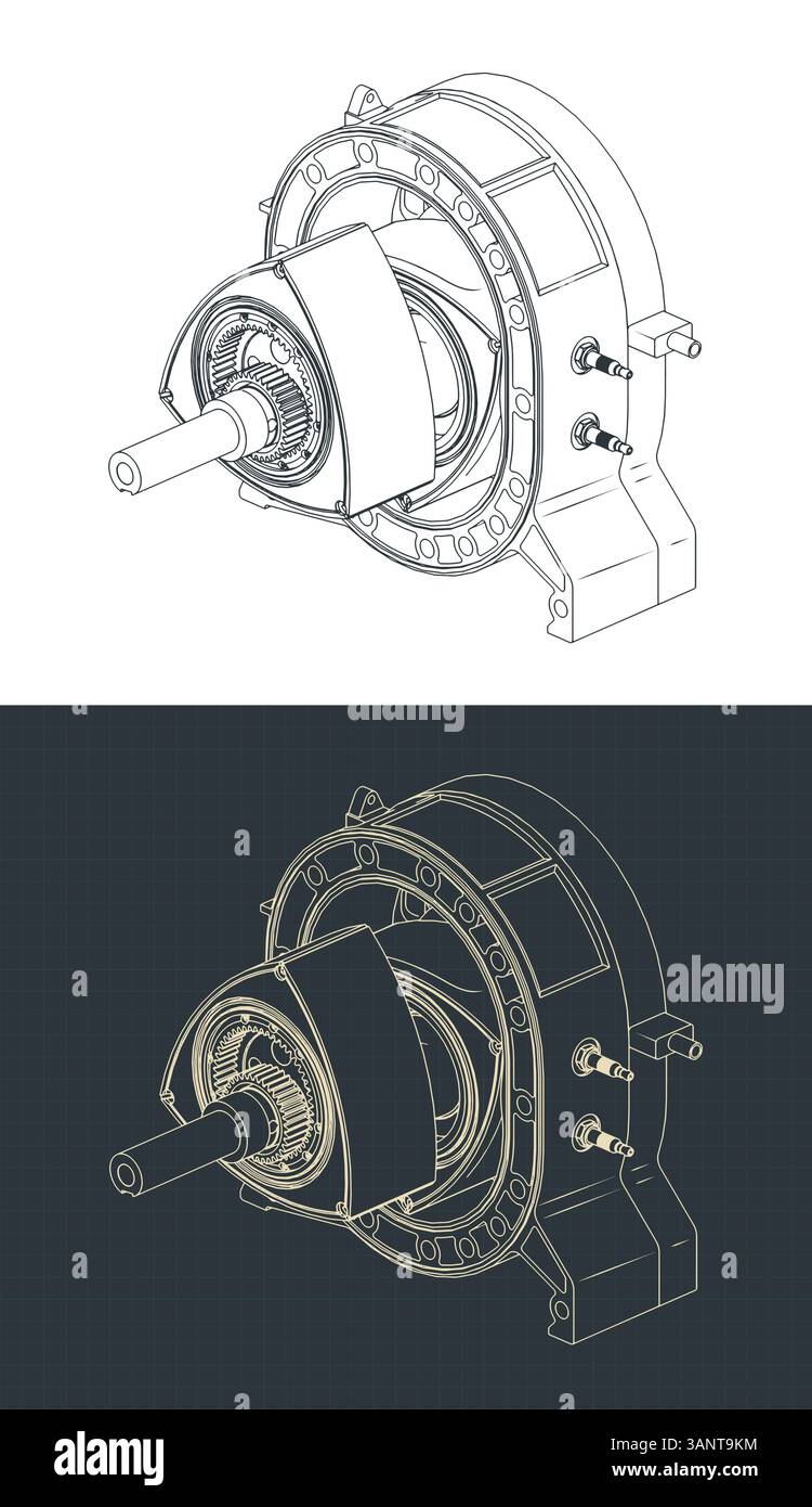Isometric drawings of the cylinder, rotor and eccentric shaft design of ...