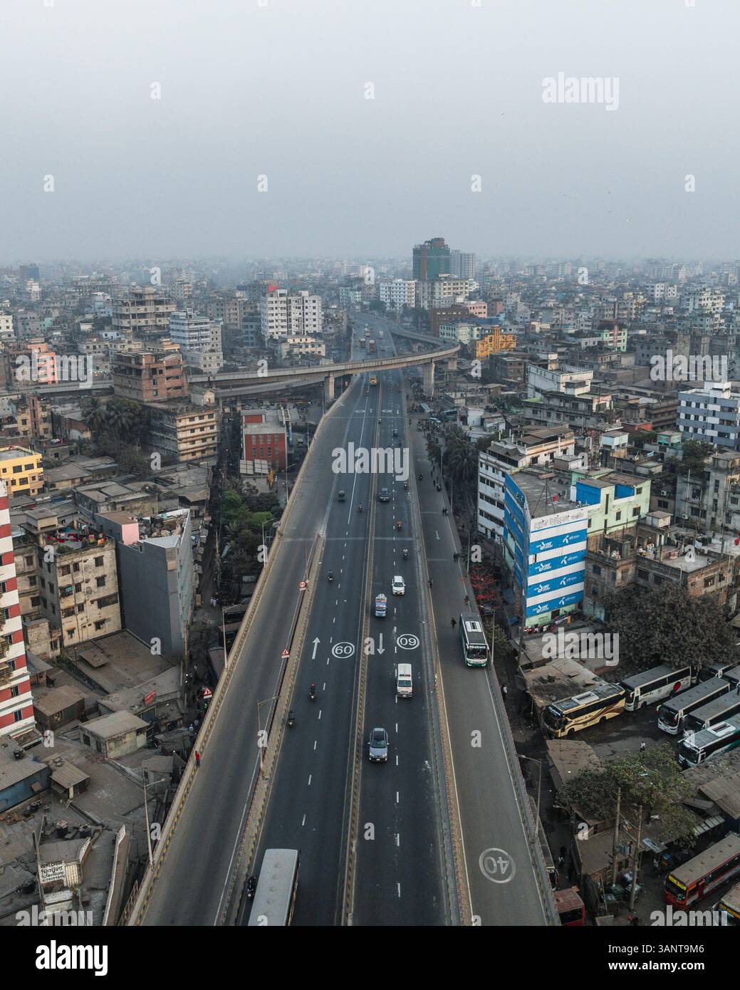 Dhaka, Bangladesh - 01 February 2025: Aerial view of bustling cityscape ...