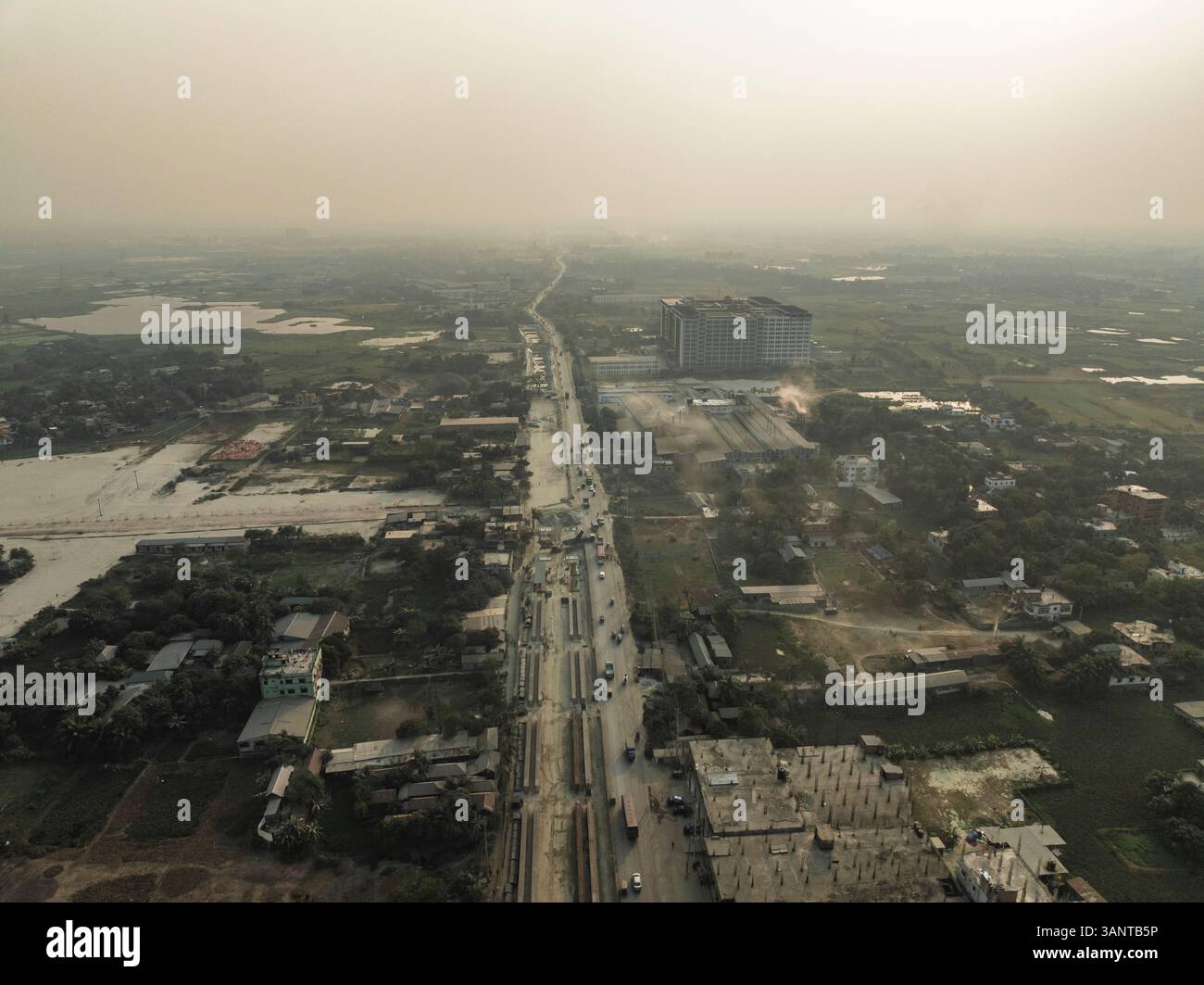 Aerial view of urban cityscape with modern buildings and expansive ...