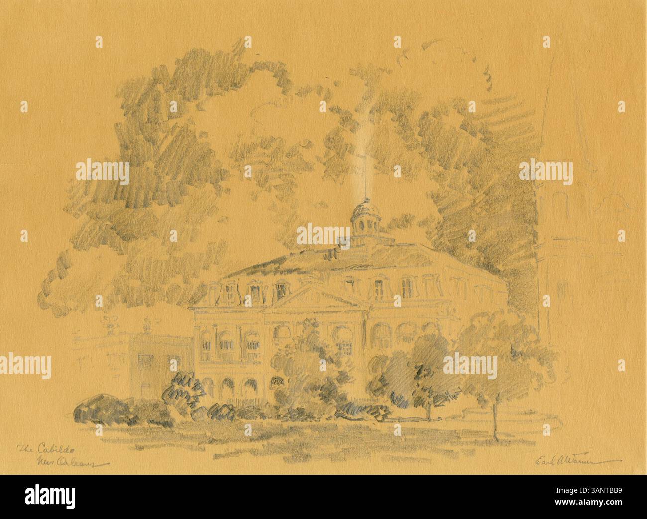 The Cabildo, New Orleans, a graphite drawing by Earl A. Warner (1883 ...