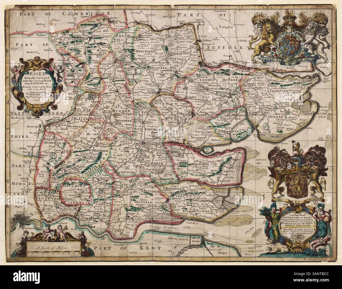 A map of Essex from 1678, surveyed by John Ogilby and William Morgan ...
