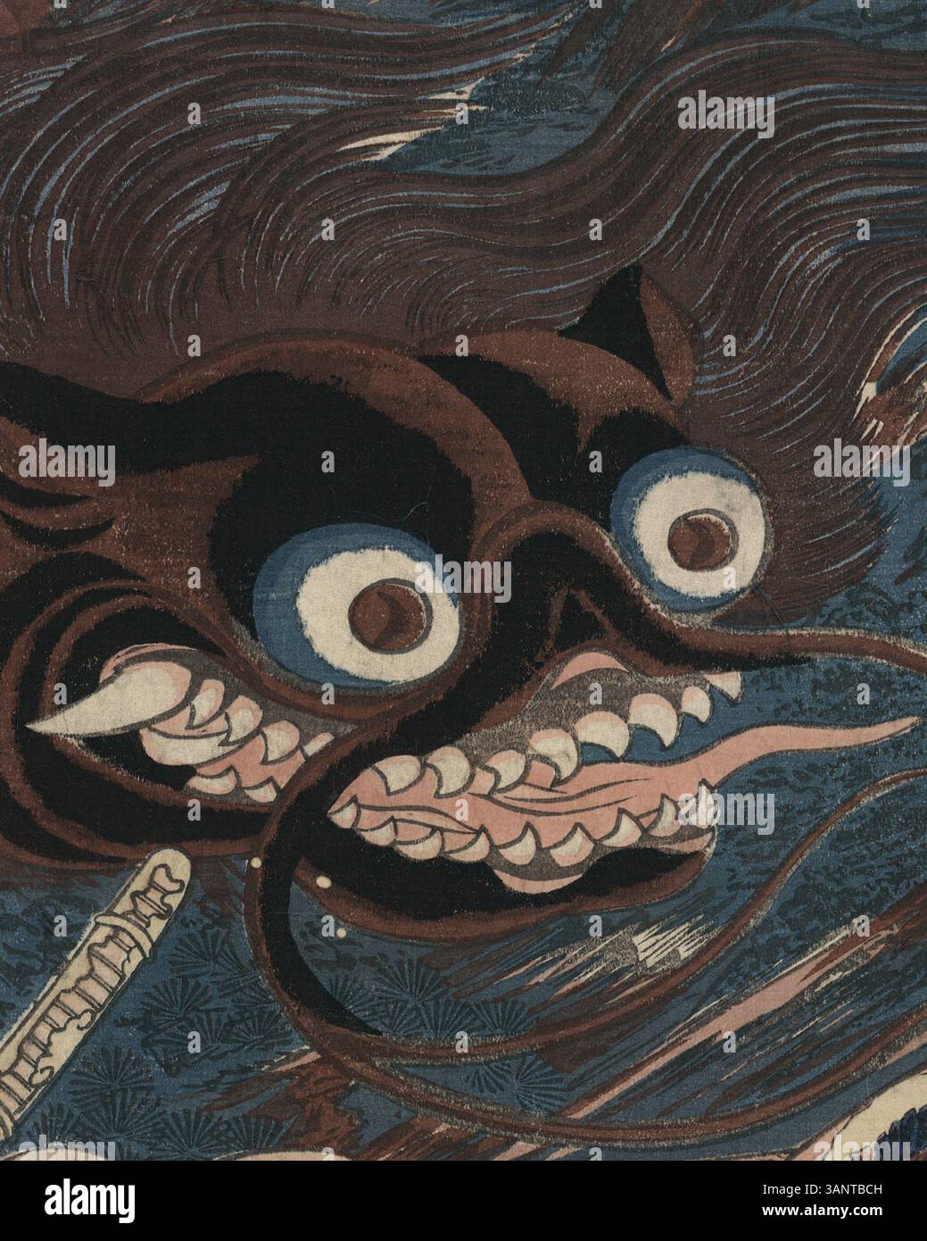 This woodcut print by Katsukawa Shuntei depicts the warrior Fujiwara ...