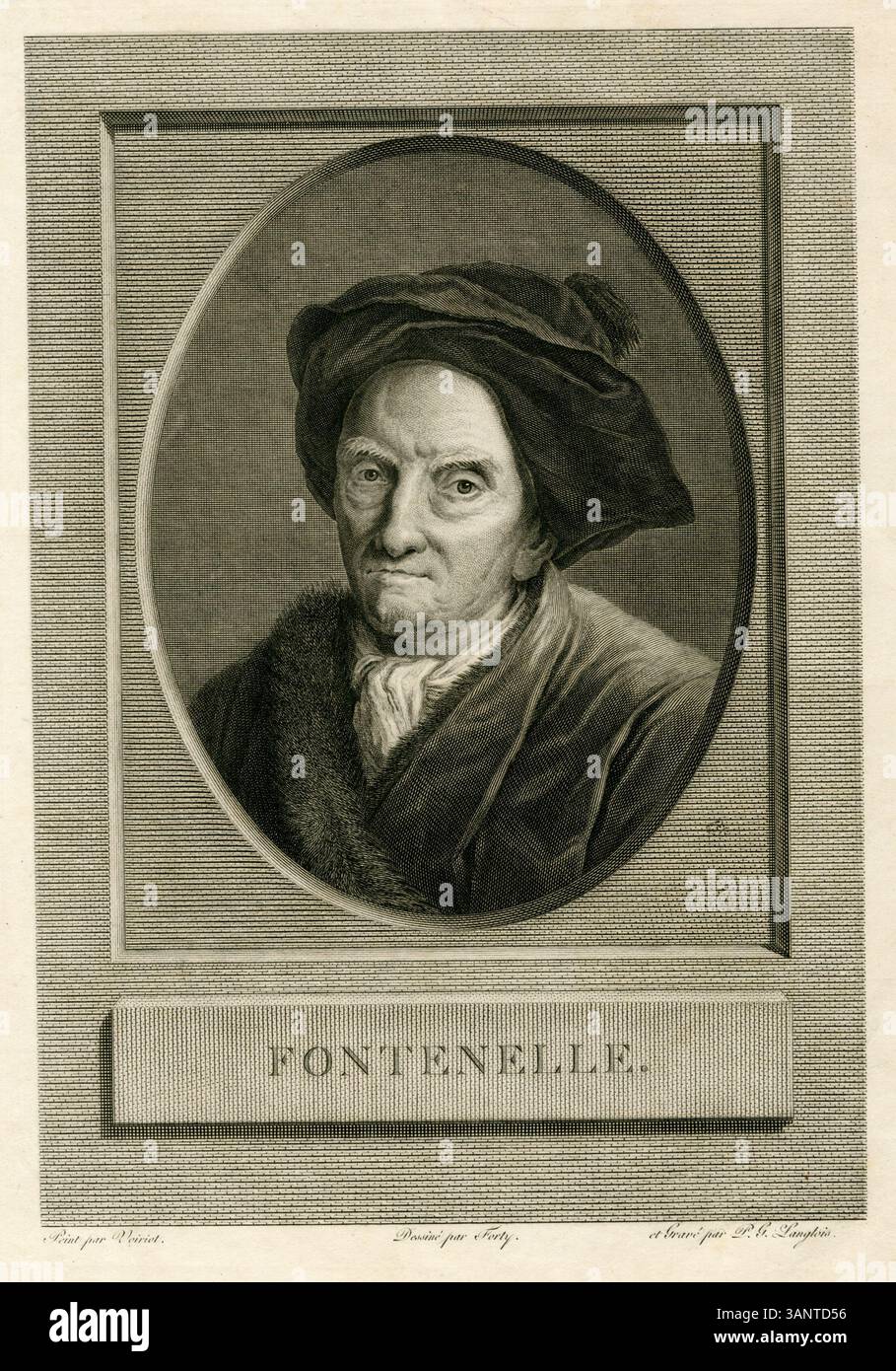 Pierre Langlois’ print, 'Fontenelle', illustrates a refined portrait of ...