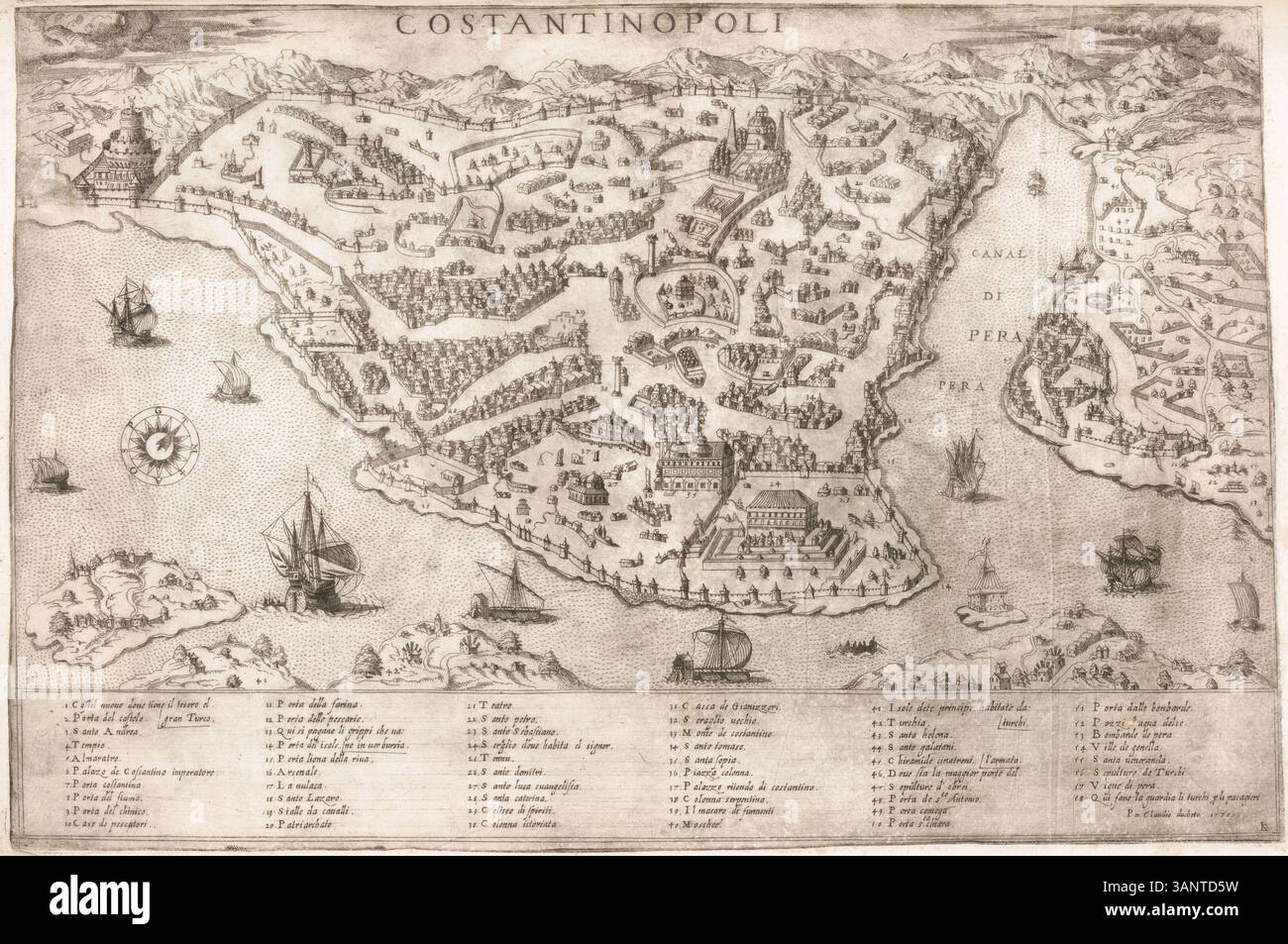 Antonio Lafreri's 1675 bird's eye view of Constantinople offers a ...