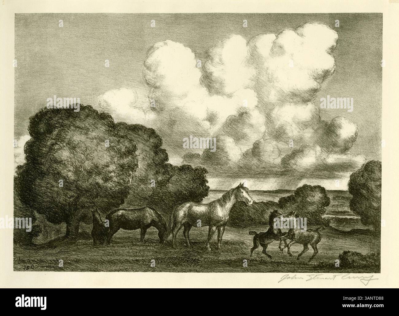 'Summer Afternoon' (1940) by John Steuart Curry is a print depicting ...