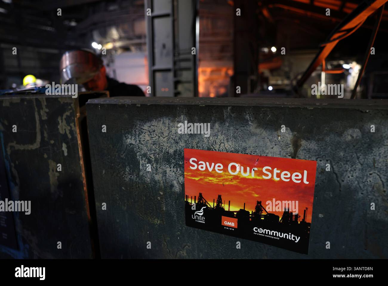 A Save our Steel sign is pictured at one of the Blast Furnaces at ...