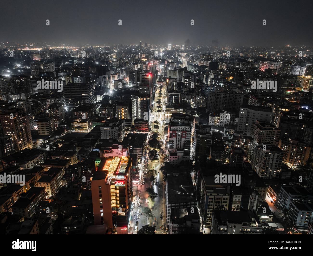 Aerial view of vibrant cityscape with bustling streets and modern ...