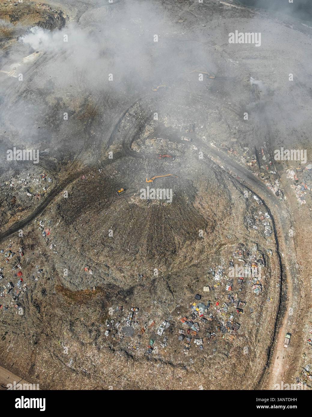 Aerial view of industrial area with landfills and waste, Banagram ...