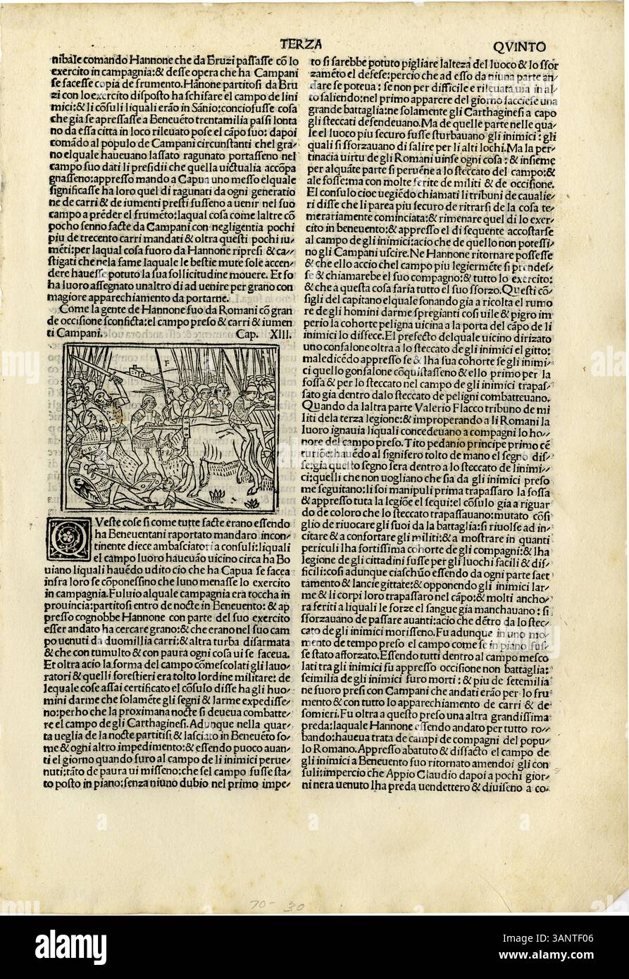 This 1511 printed leaf features an illustration from Titus Livius ...