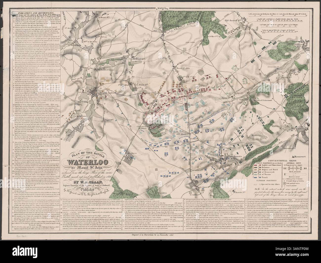 This 1845 plan of the Battle of Waterloo, drawn by Willem Benjamin ...