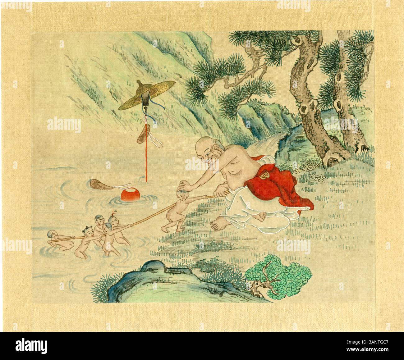 Unsigned album paintings depicting Taoist immortals, painted with ink ...