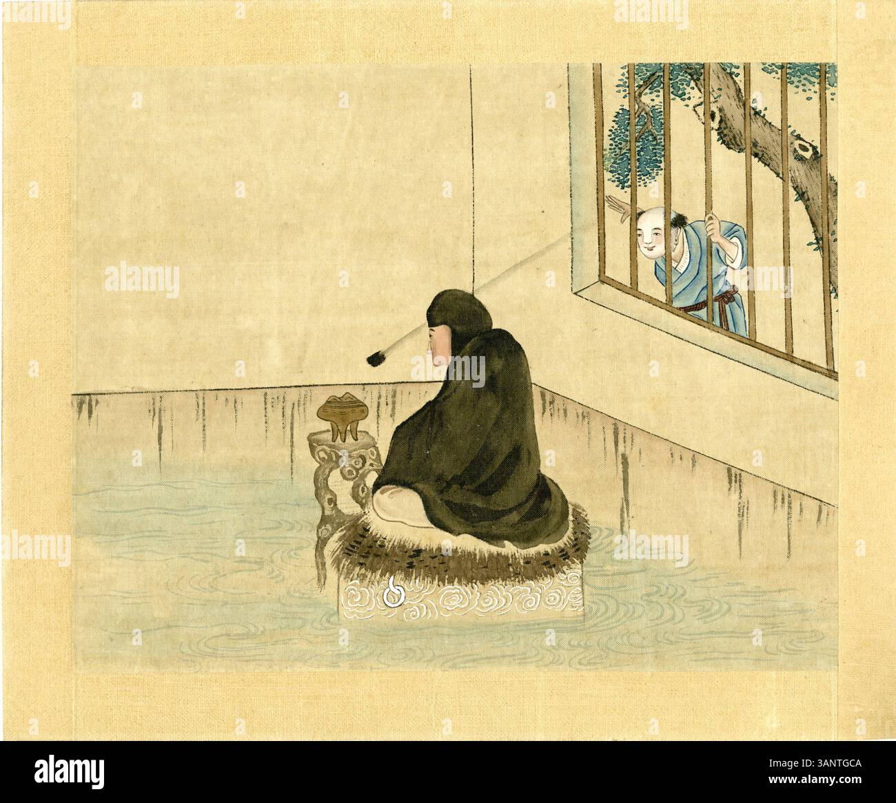 Unsigned album paintings depicting Taoist immortals, painted with ink ...