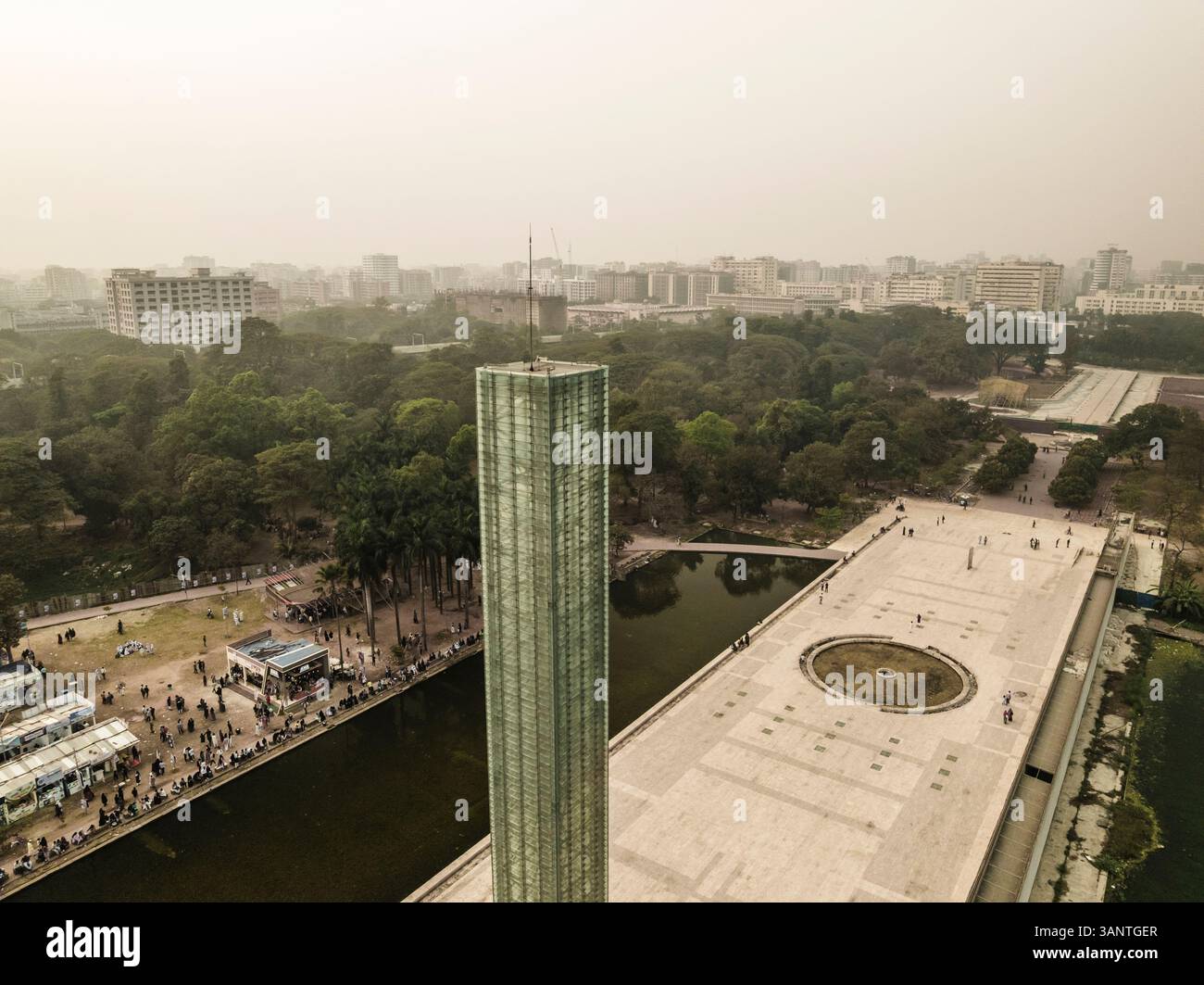 Aerial view of the Museum of Independence surrounded by a bustling ...