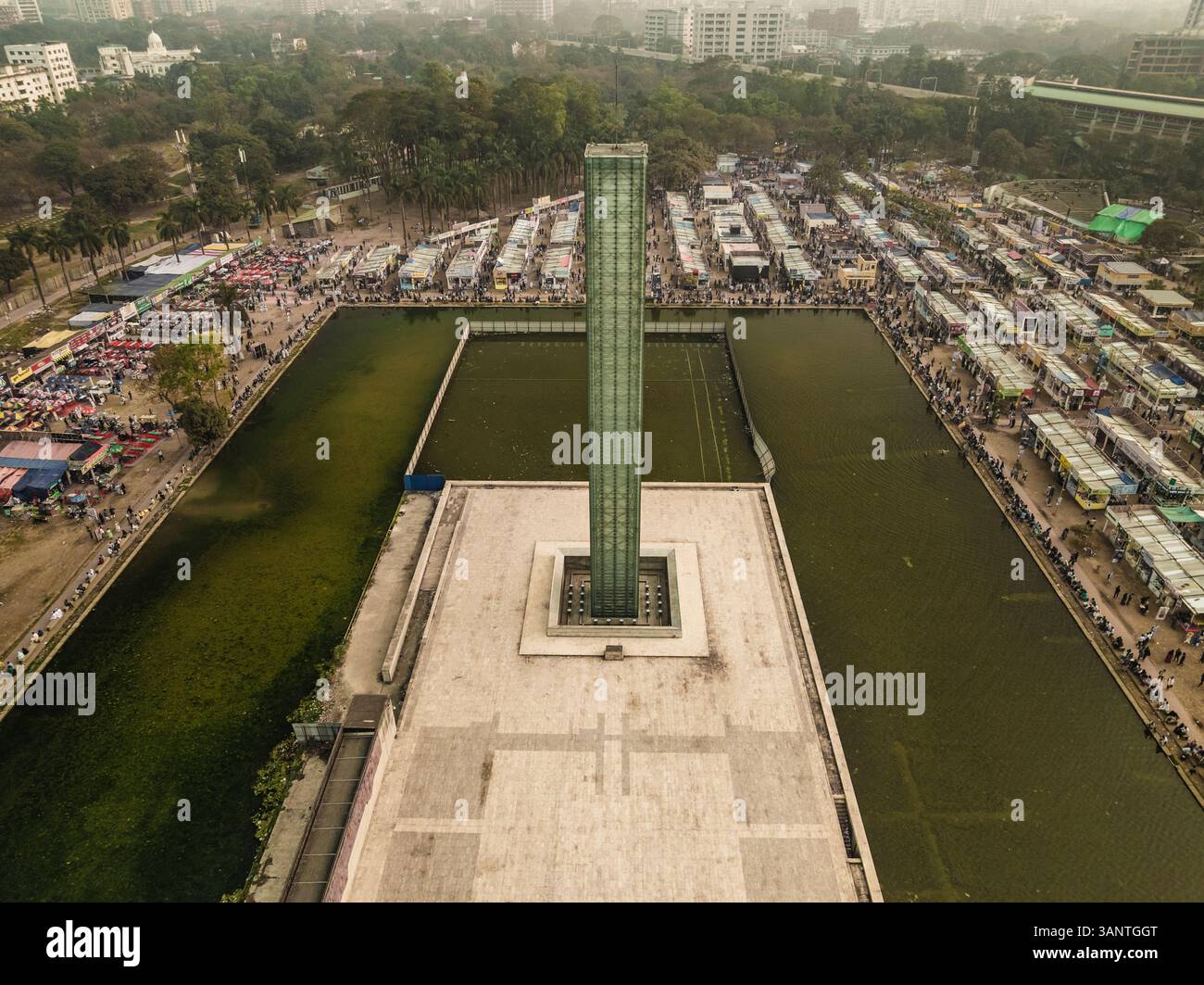 Aerial view of the museum of independence surrounded by a bustling ...