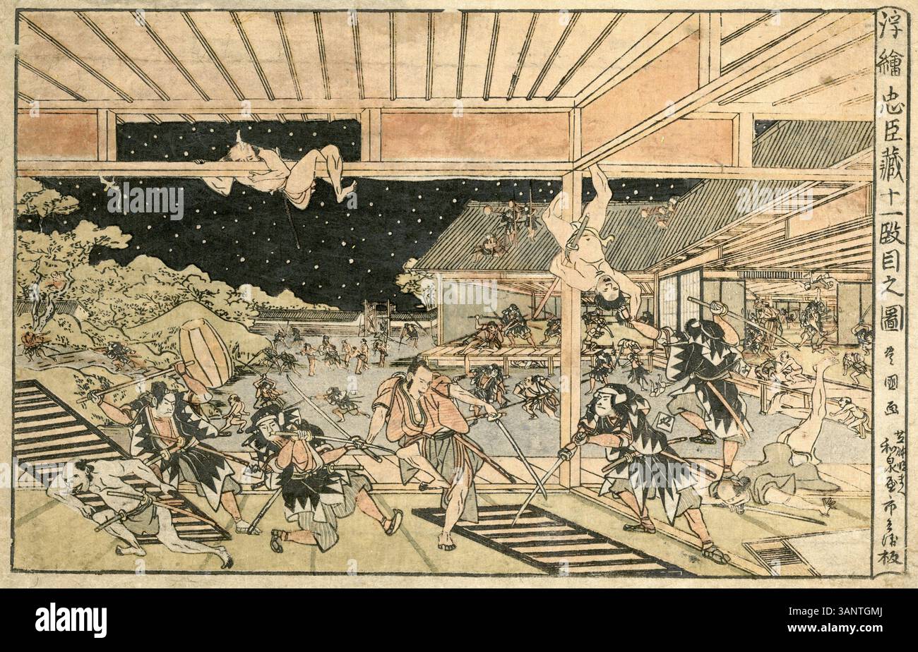 Print by Utagawa Toyokuni I, Scene #11 from 'The Lives of the Loyal ...