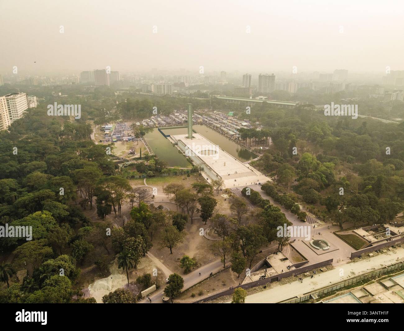 Aerial view of the museum of independence surrounded by urban ...