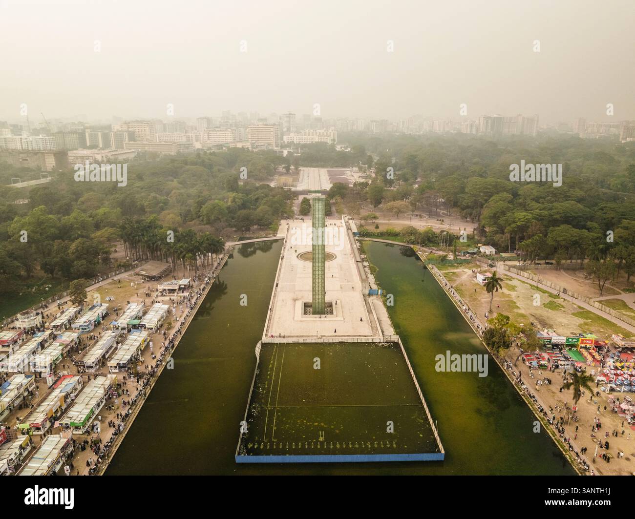 Aerial view of the historic Museum of Independence surrounded by urban ...