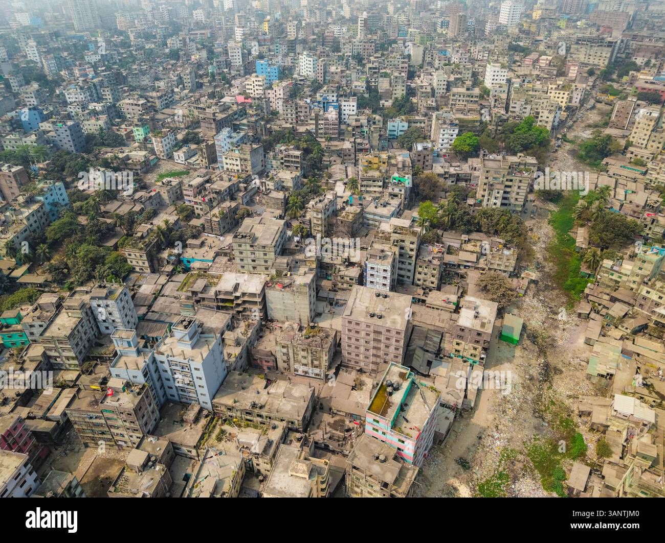 Aerial view of a dense urban landscape with high-rise buildings and ...