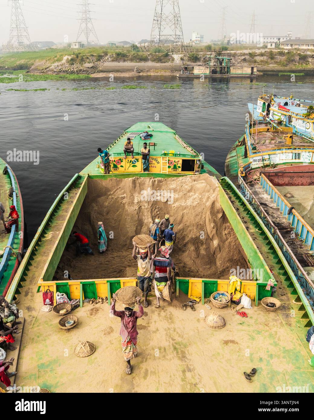 Dhaka, Bangladesh - 02 February 2025: Aerial view of people working ...