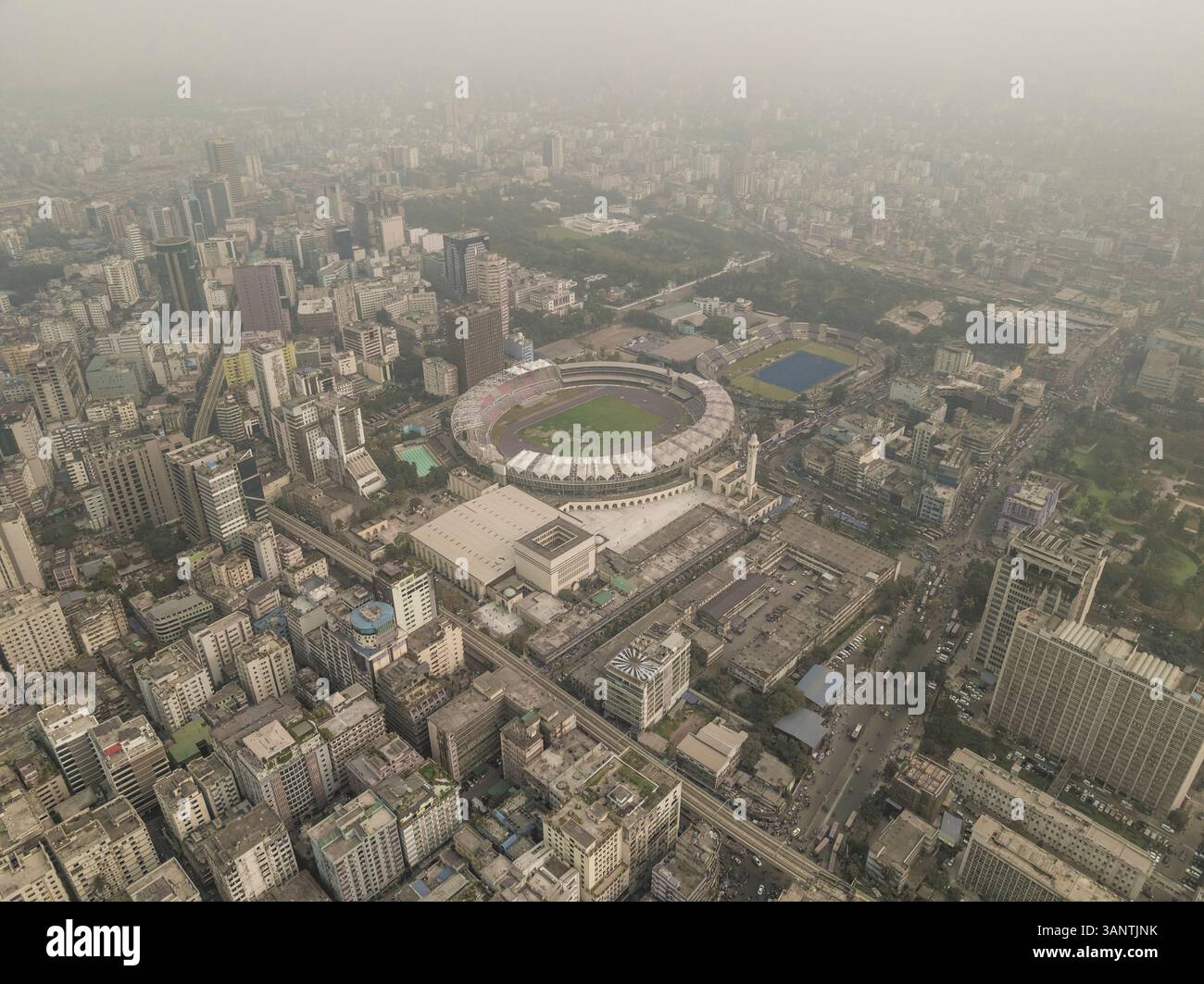 Aerial view of the bustling cityscape featuring Bangladesh National ...