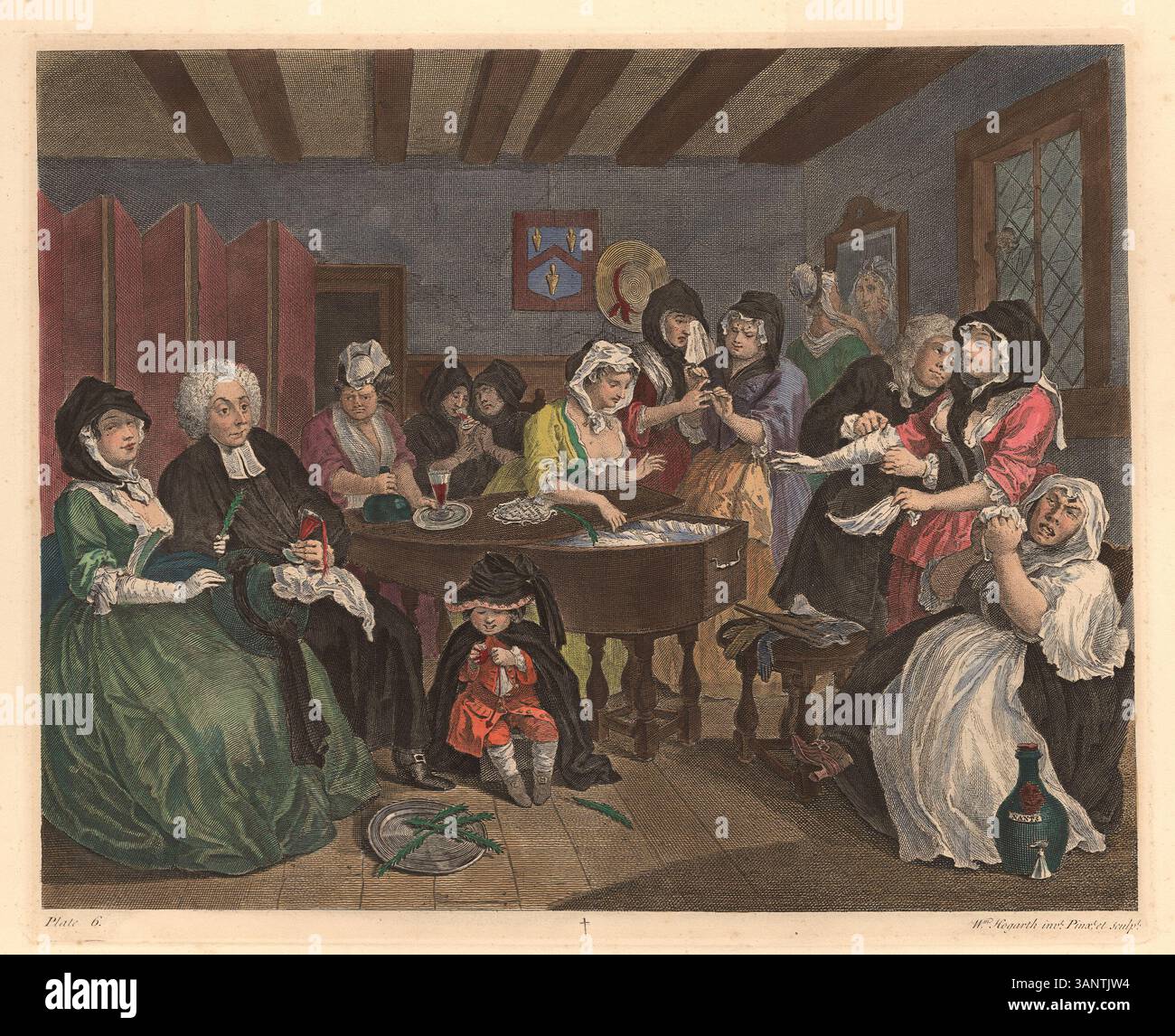 This print from William Hogarth’s 'A Harlot's Progress' series portrays ...
