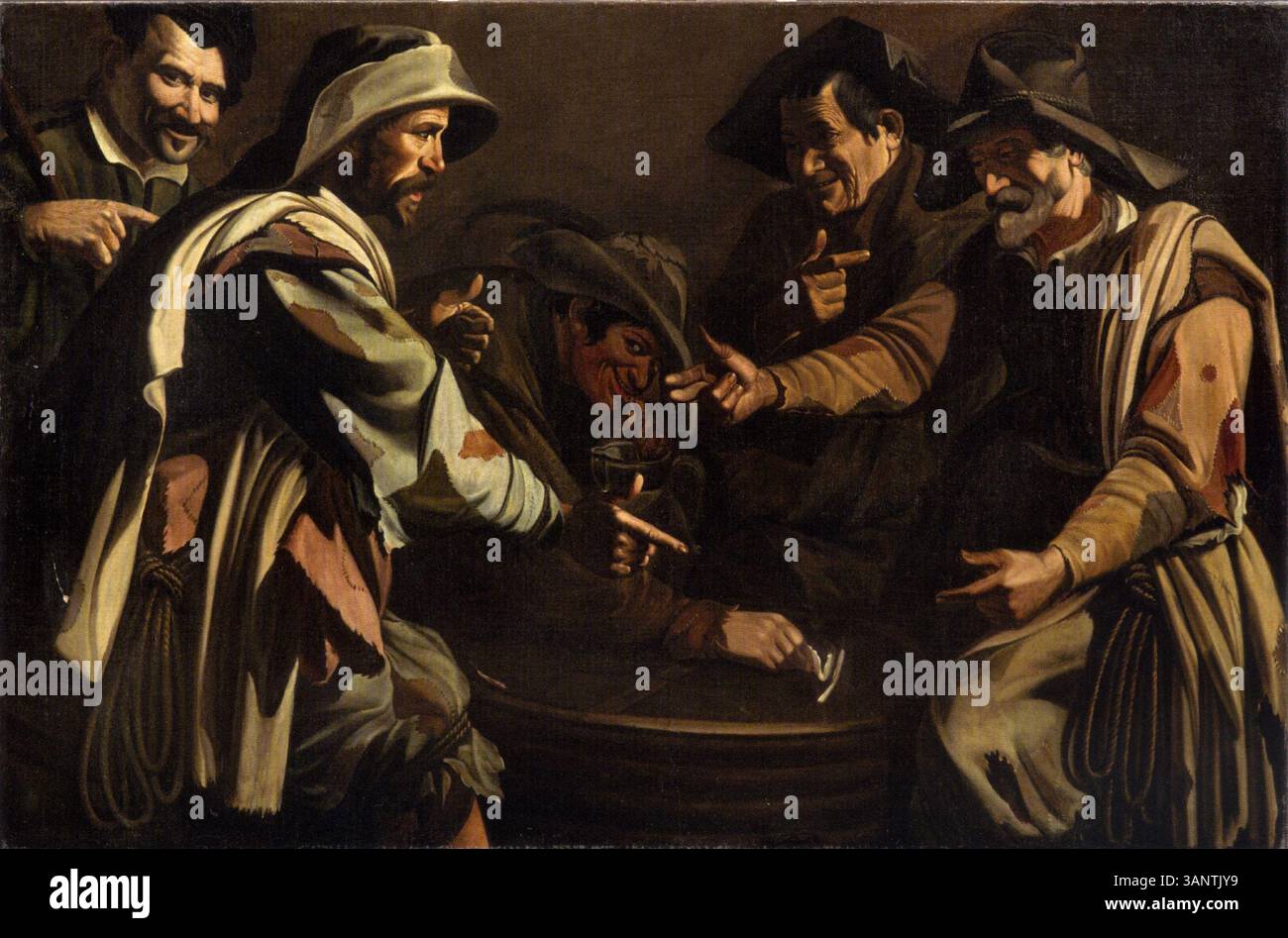 This 17th-century painting in the style of Caravaggio shows a game of ...