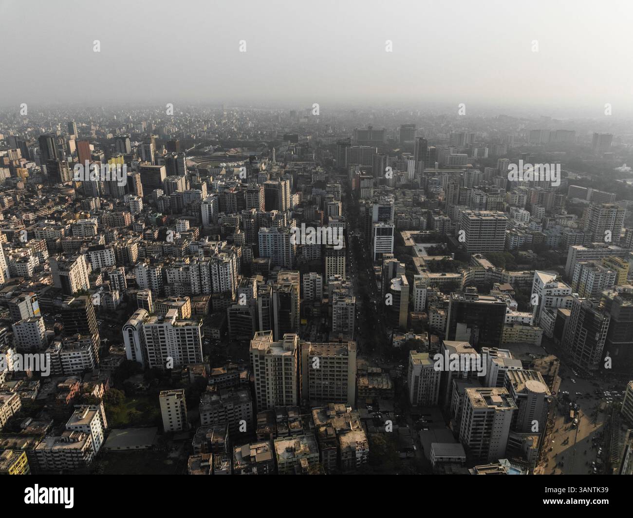 Aerial view of beautiful cityscape with skyline and residential ...