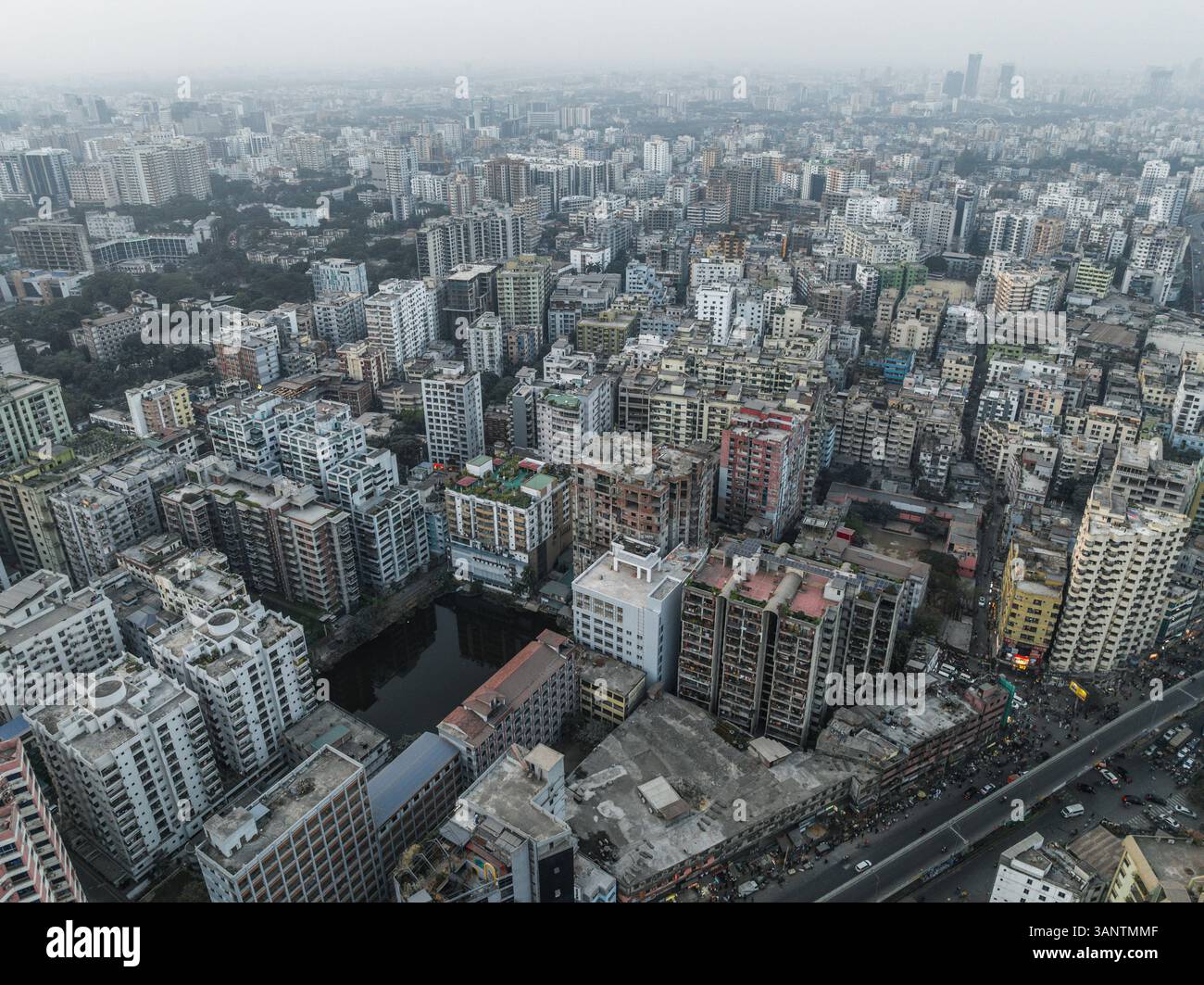 Aerial view of the modern urban skyline with high-rise buildings and ...