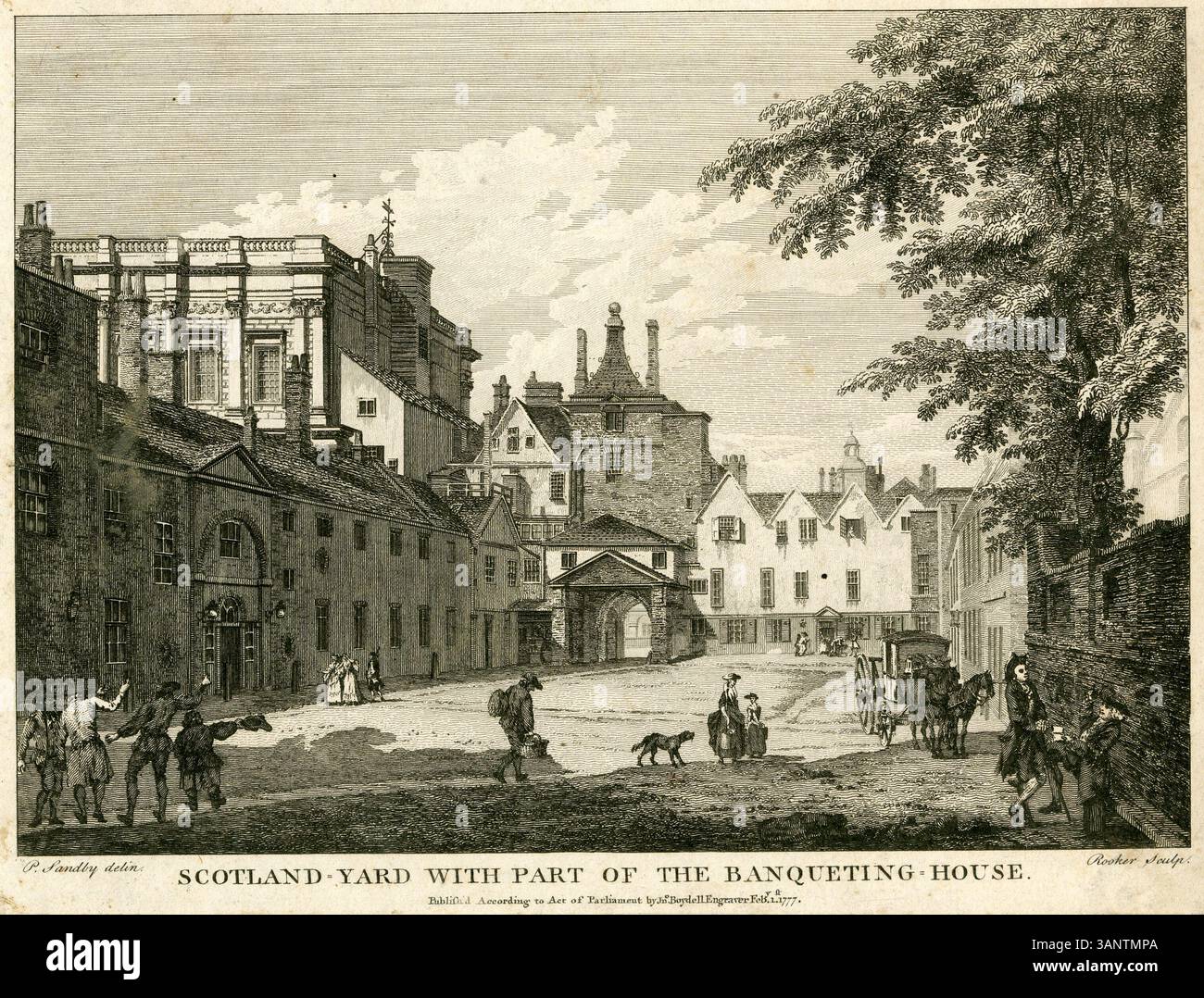 Paul Sandby’s 1777 print 'Scotland Yard with Part of the Banquet House ...
