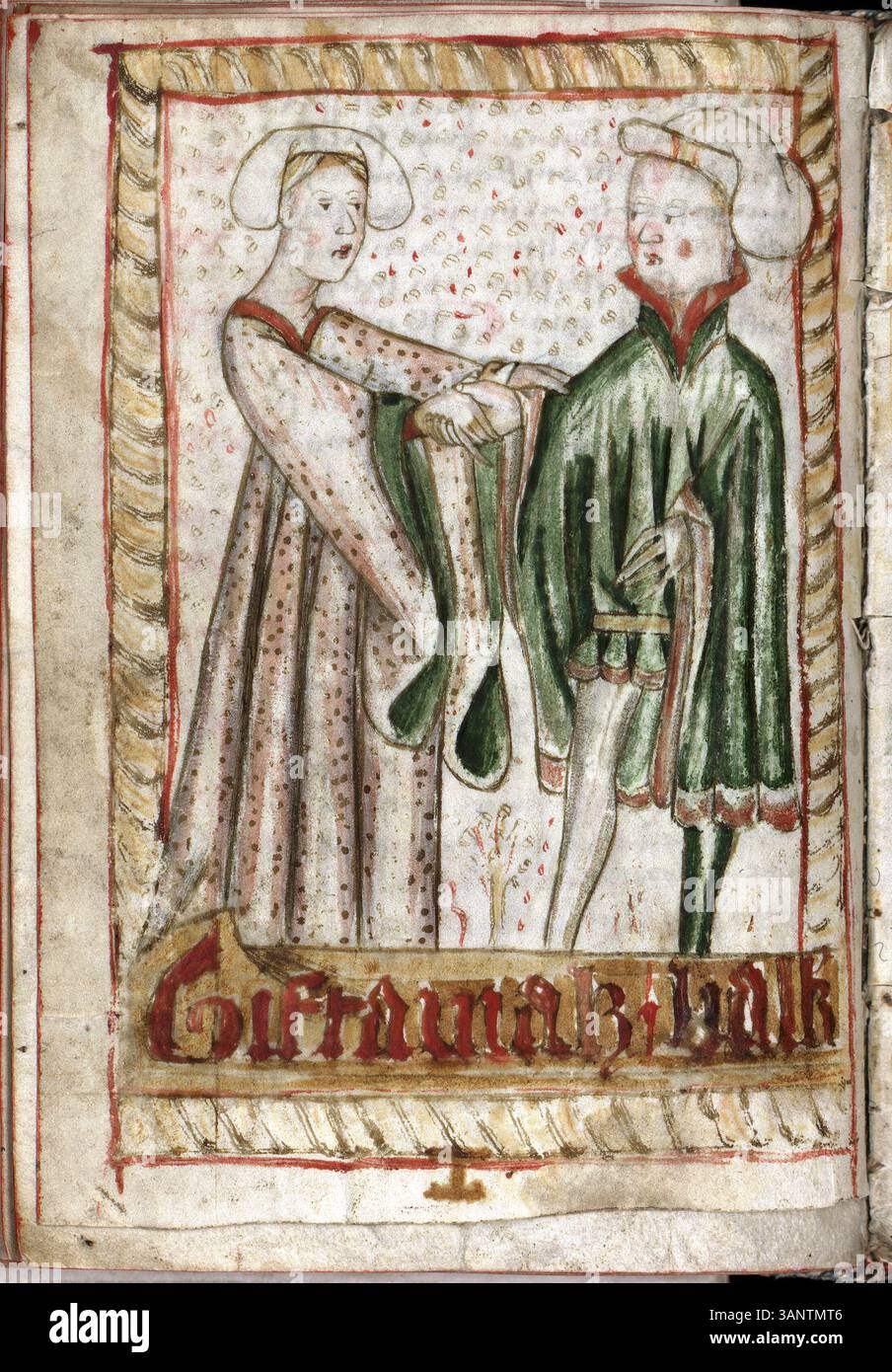 The Marriage Code, illustrating an engaged couple in urban clothing ...