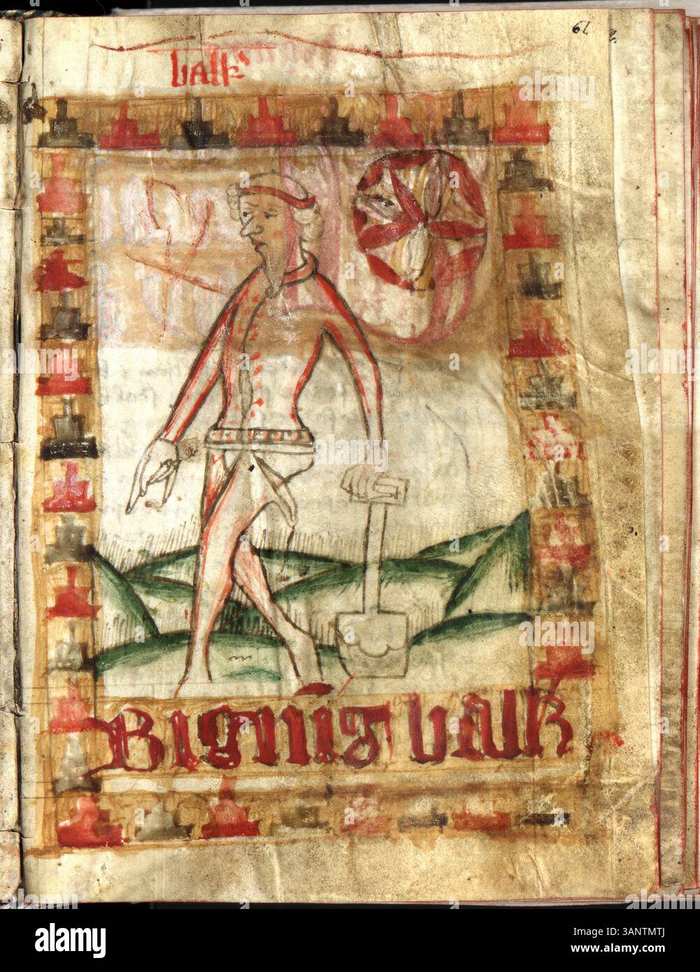 The Building Code, showing a peasant with a shovel in a landscape. This ...