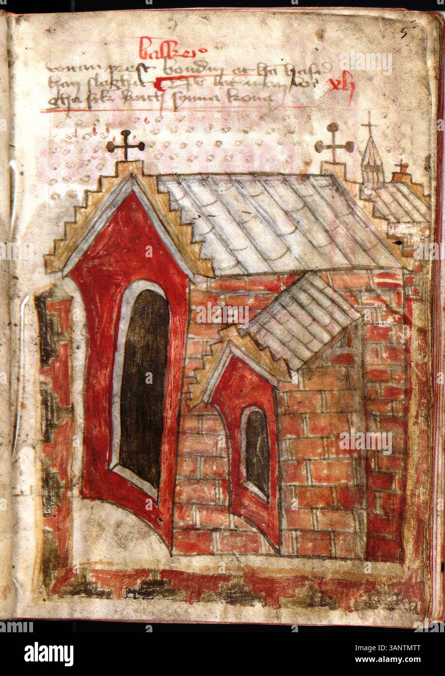 The Church Code, depicting a brick church building with a nave and a ...