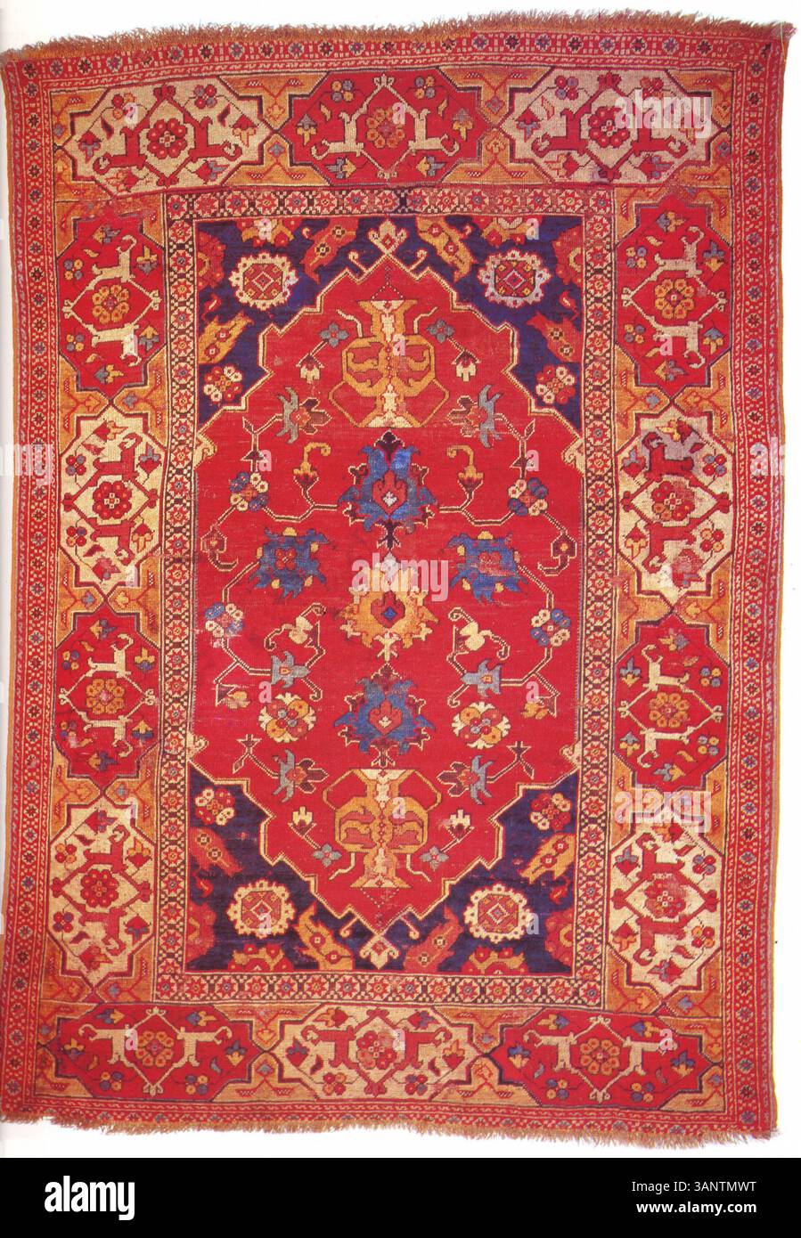 A 17th-century prayer rug from Transylvania, woven in Uak, featuring ...
