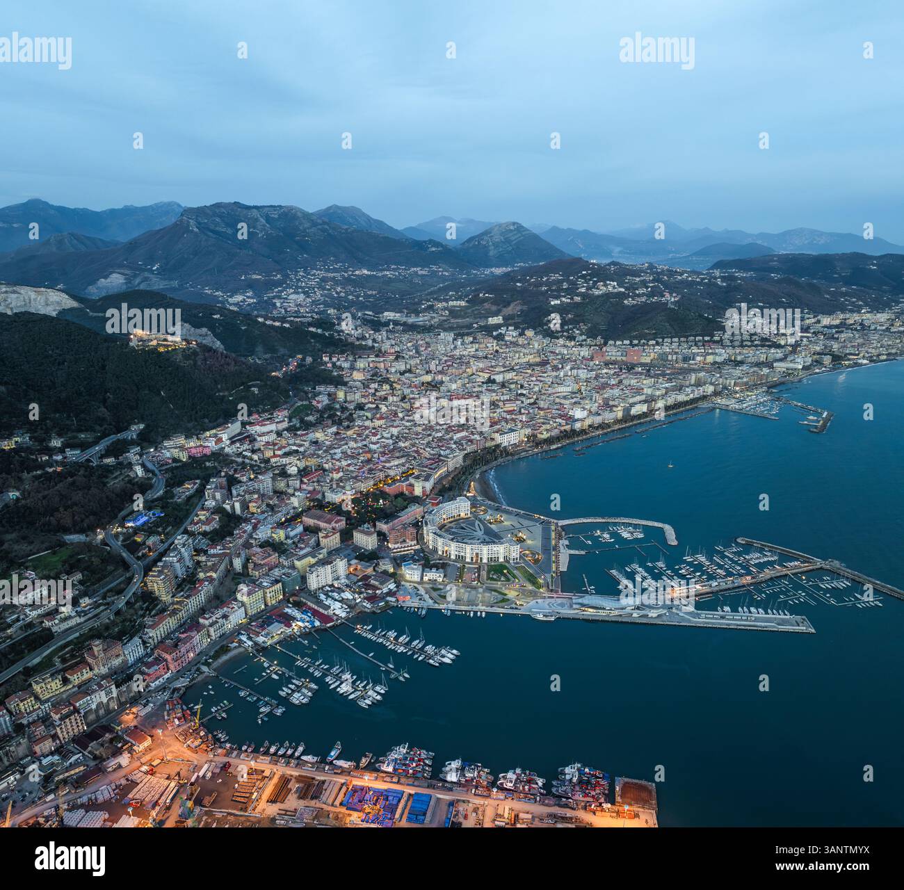 Aerial view of Zaha Hadid ferry station with Libery Square building in ...