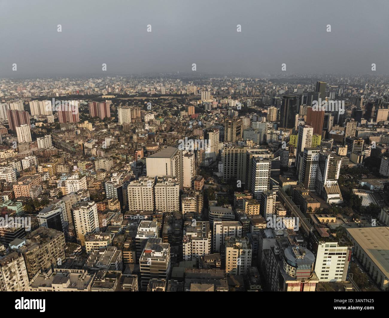 Aerial view of beautiful urban skyline with highrise buildings and ...