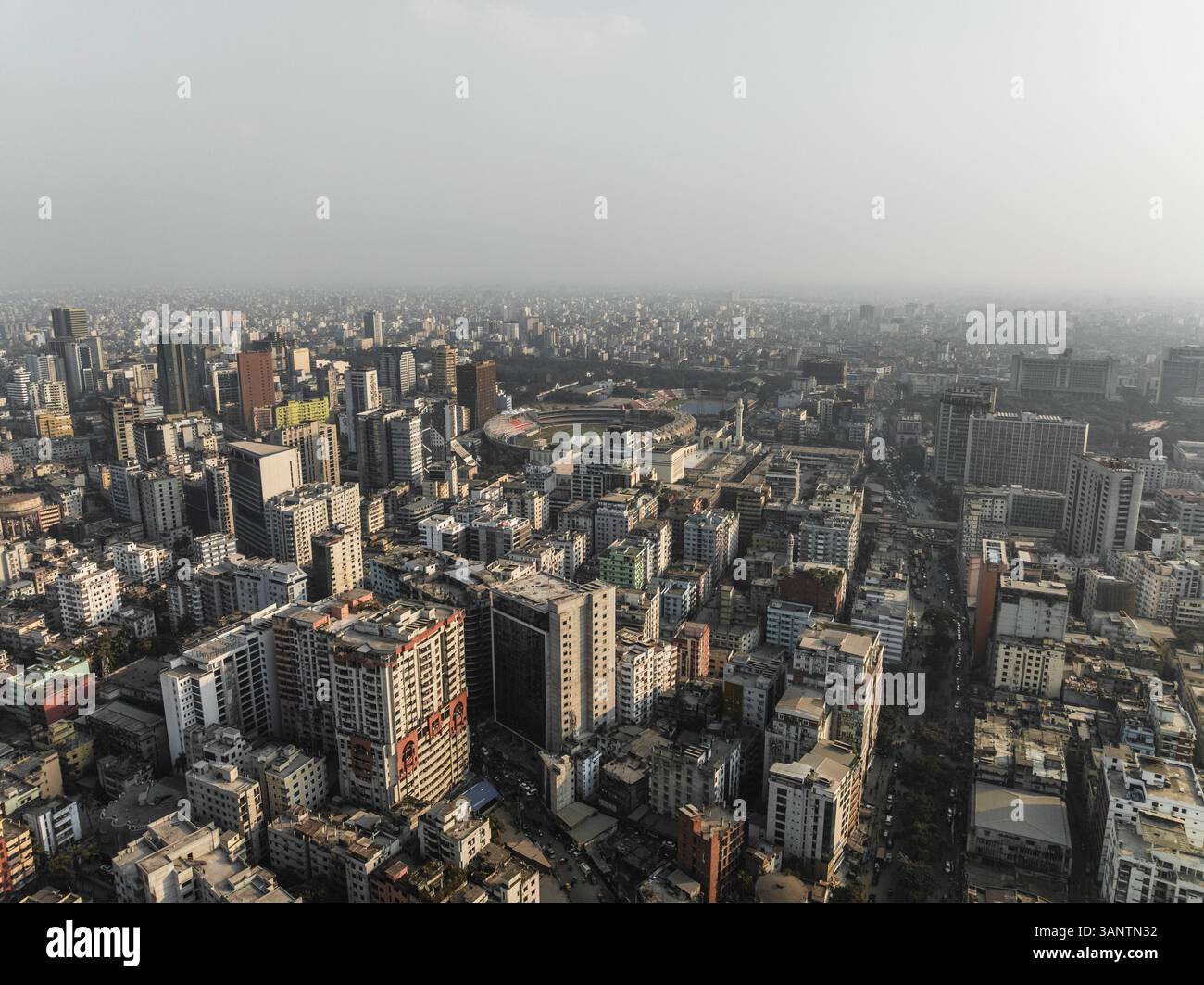 Aerial view of vibrant cityscape featuring Bangabandhu National Stadium ...
